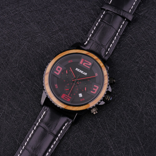 Victus leather-Oliva black – Redear Watch